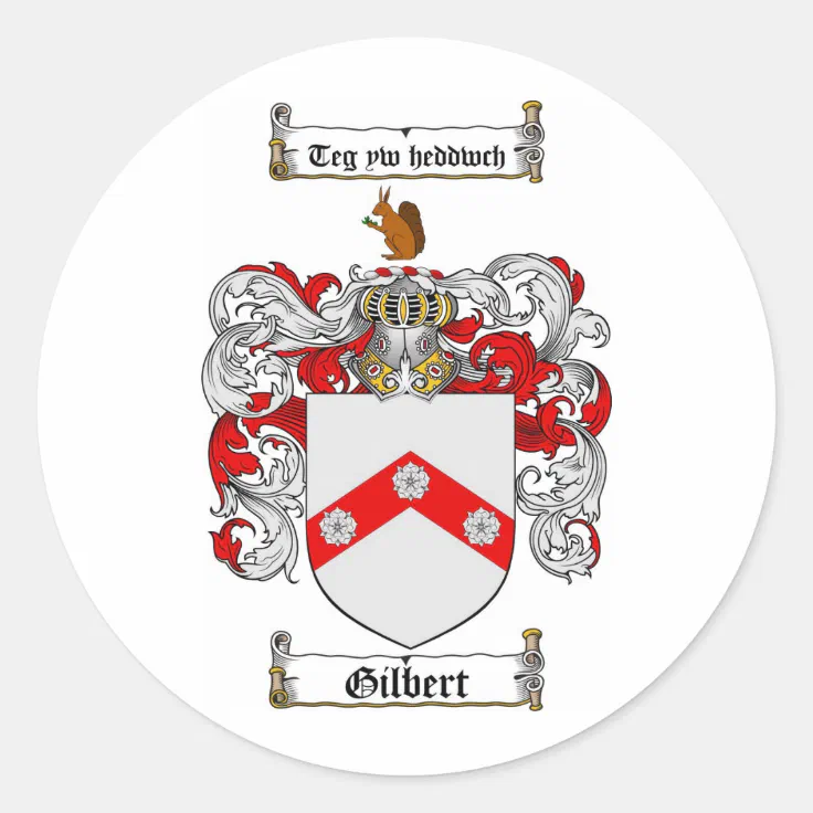 GILBERT FAMILY CREST - GILBERT COAT OF ARMS CLASSIC ROUND STICKER | Zazzle