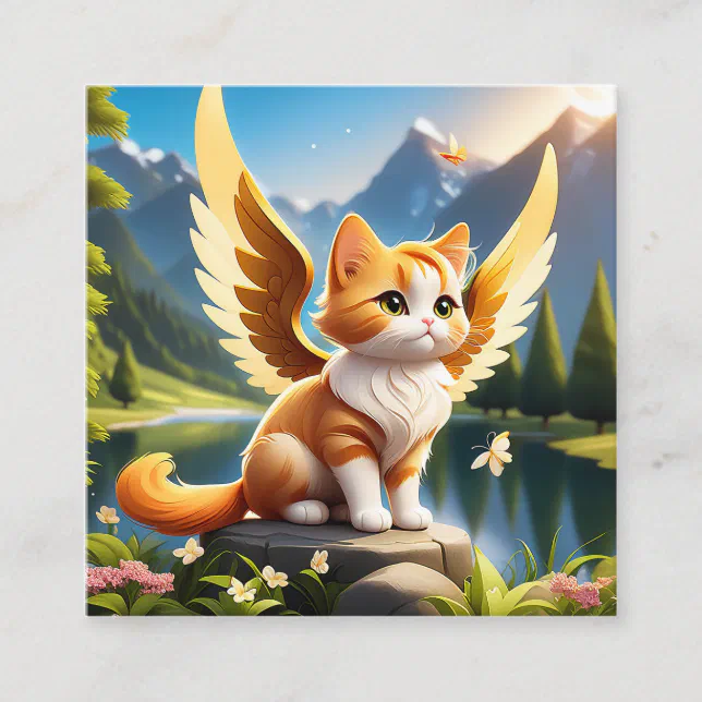 Ginger is a beautiful angel cat with wings. She lo Square Business Card ...