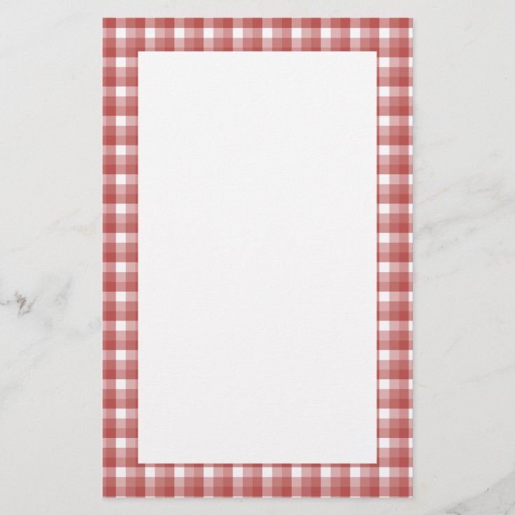 Gingham check pattern. Red and White. Stationery | Zazzle