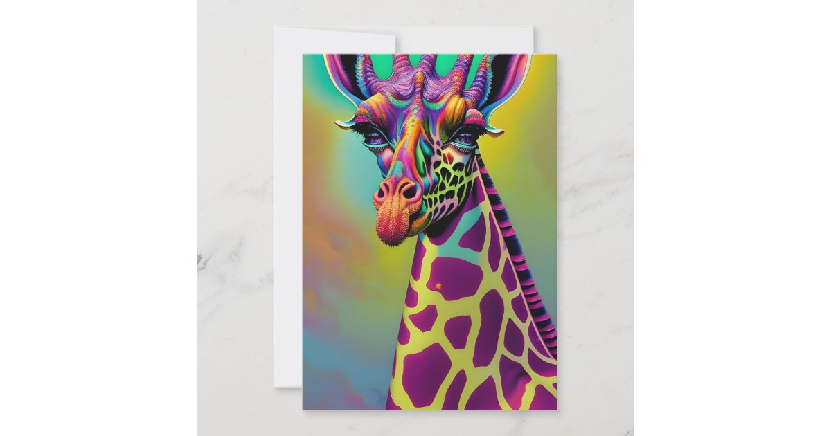 Giraffe Psychedelic Fantasy Character Portrait Invitation | Zazzle