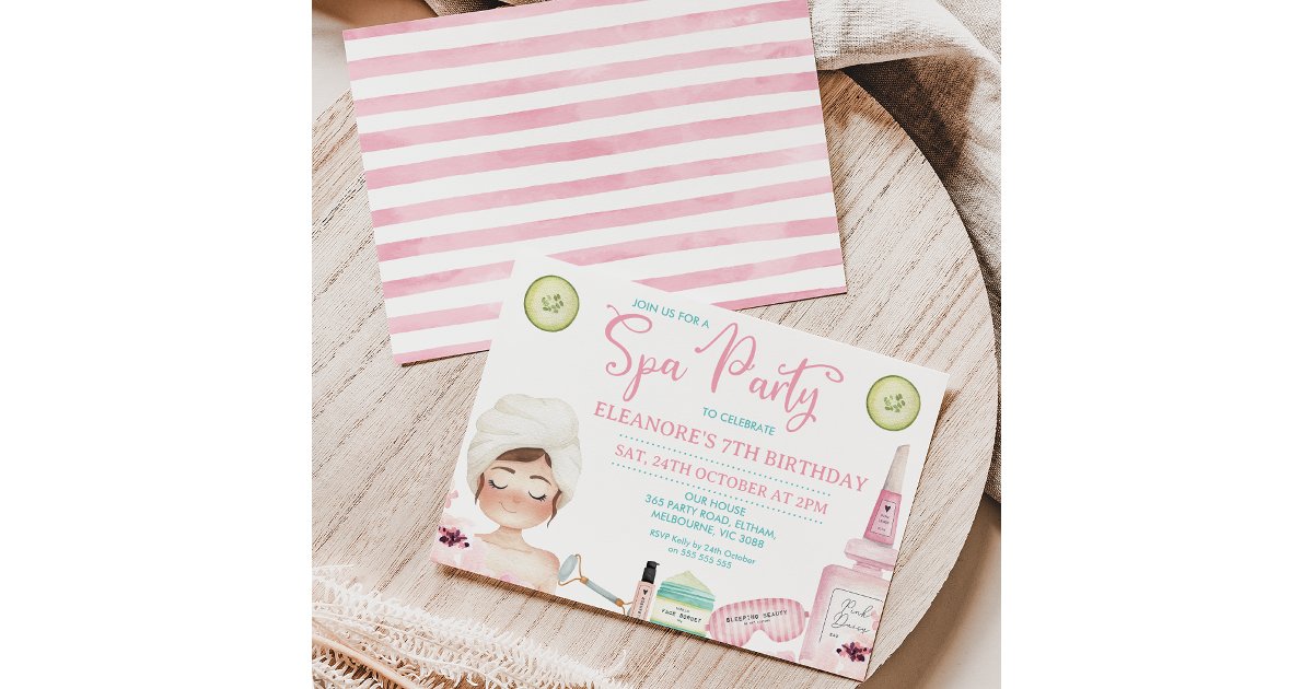 Girl Beauty Products Spa Party Birthday Invitation | Zazzle