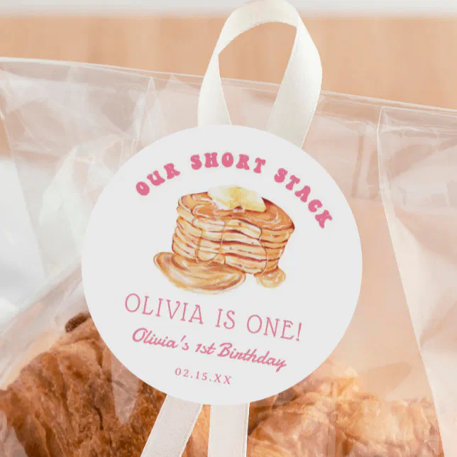 Girl Short Stack Pancake Breakfast Birthday Party Classic Round Sticker ...