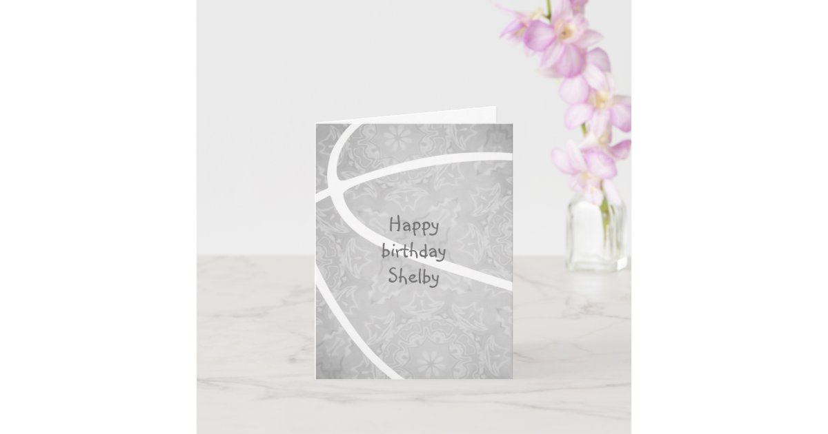 girls basketball light grey sports birthday card | Zazzle