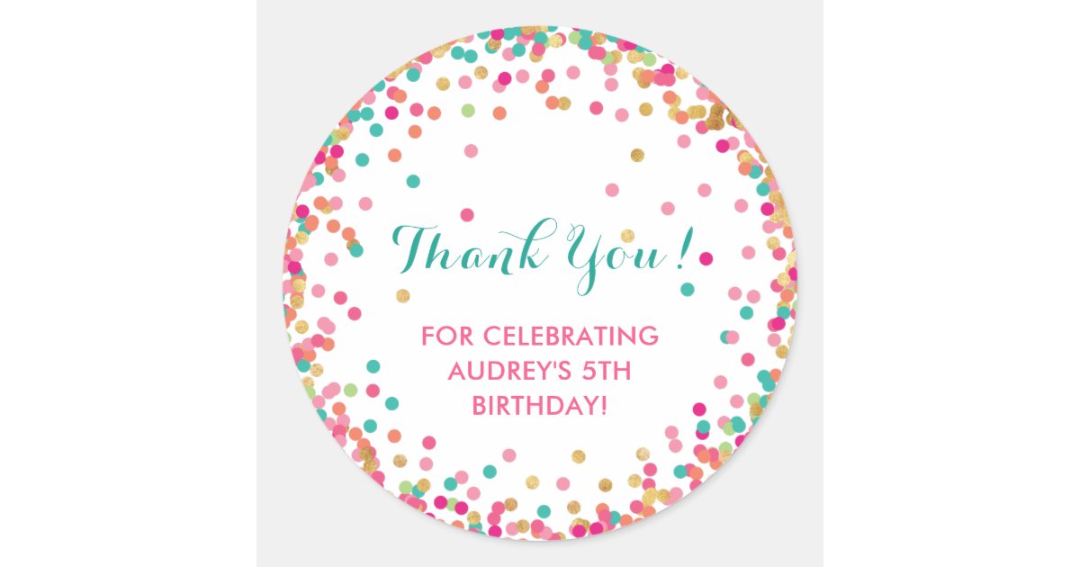 Girl's Birthday Party Thank You Stickers | Zazzle