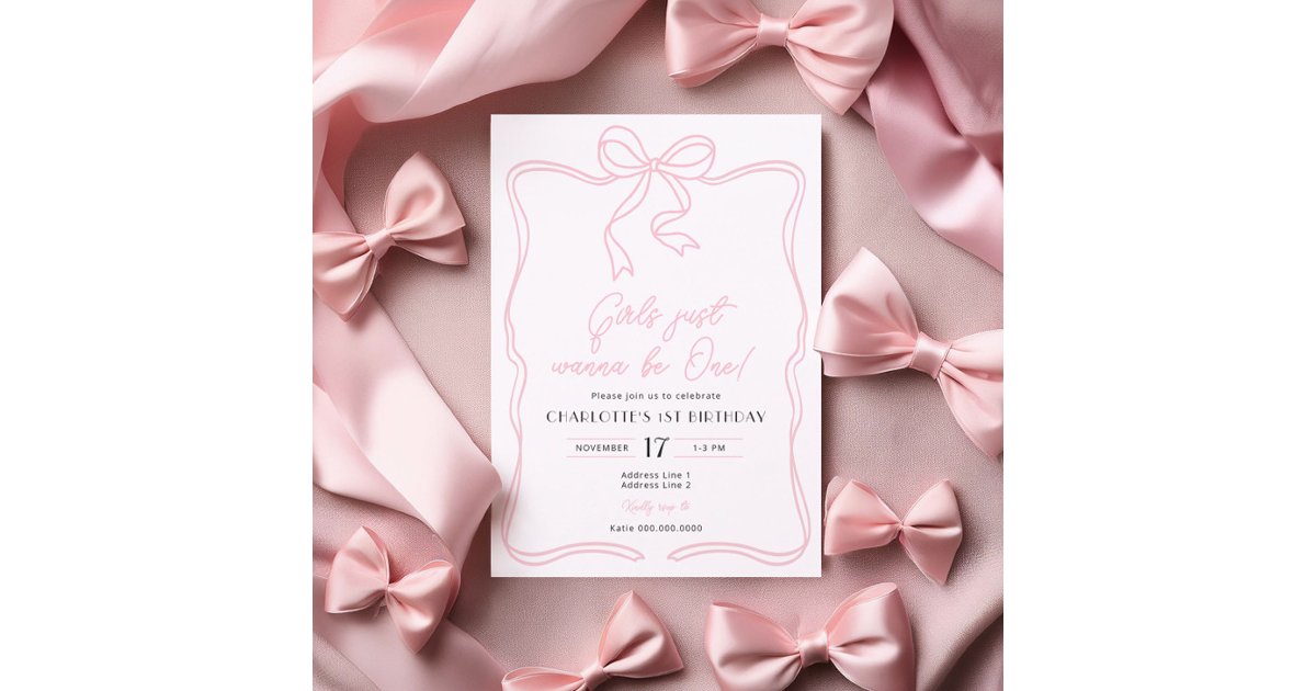 Girls Just Wanna be One Birthday Invitation | Zazzle
