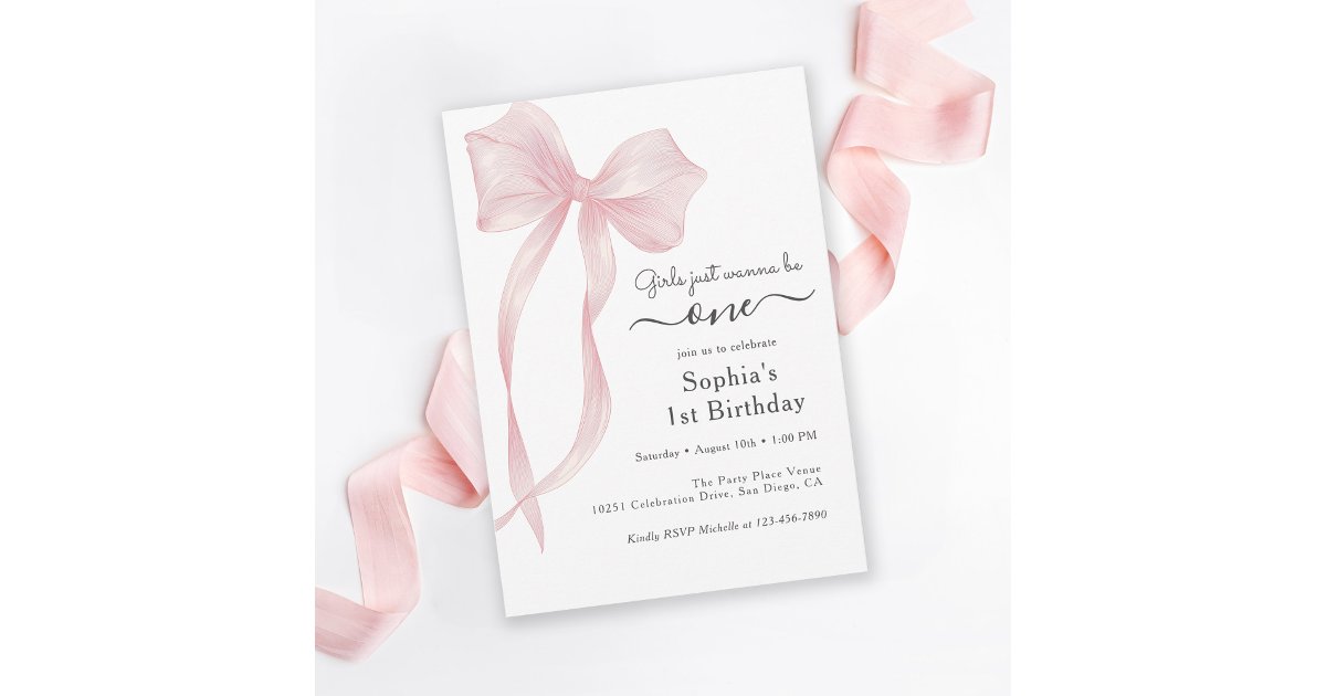 Girls Just Wanna Be One Cute 1st Birthday Party Invitation | Zazzle