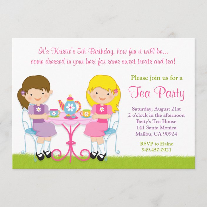 Girls Tea Party Birthday Party Invitation | Zazzle.com.au