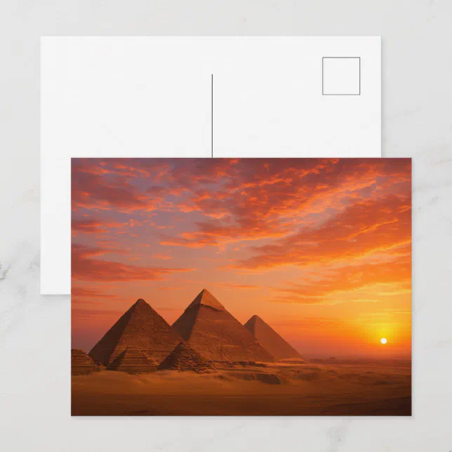 Giza Pyramids Sunset Scenic Egyptian Postcard | Zazzle