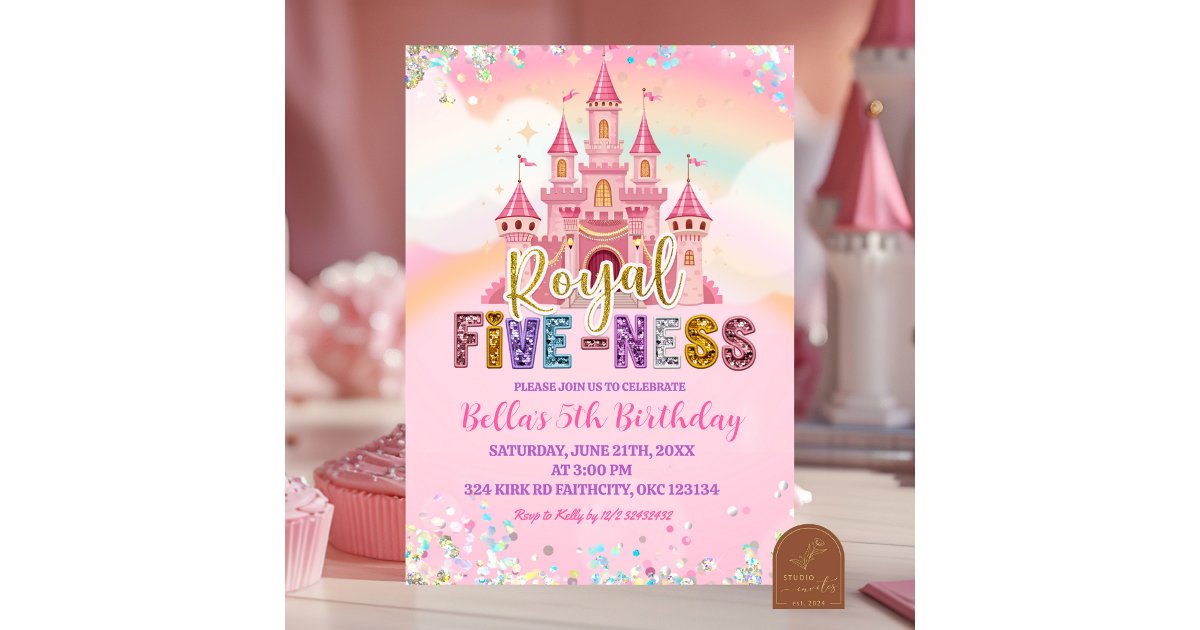 Glitter Sequin Royal fiveness birthday Invitation | Zazzle