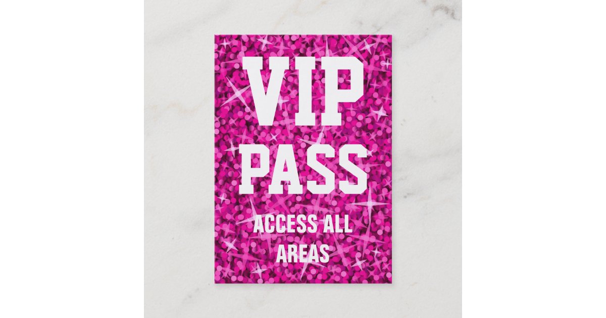 Glitz Pink 'VIP PASS' business card chubby | Zazzle
