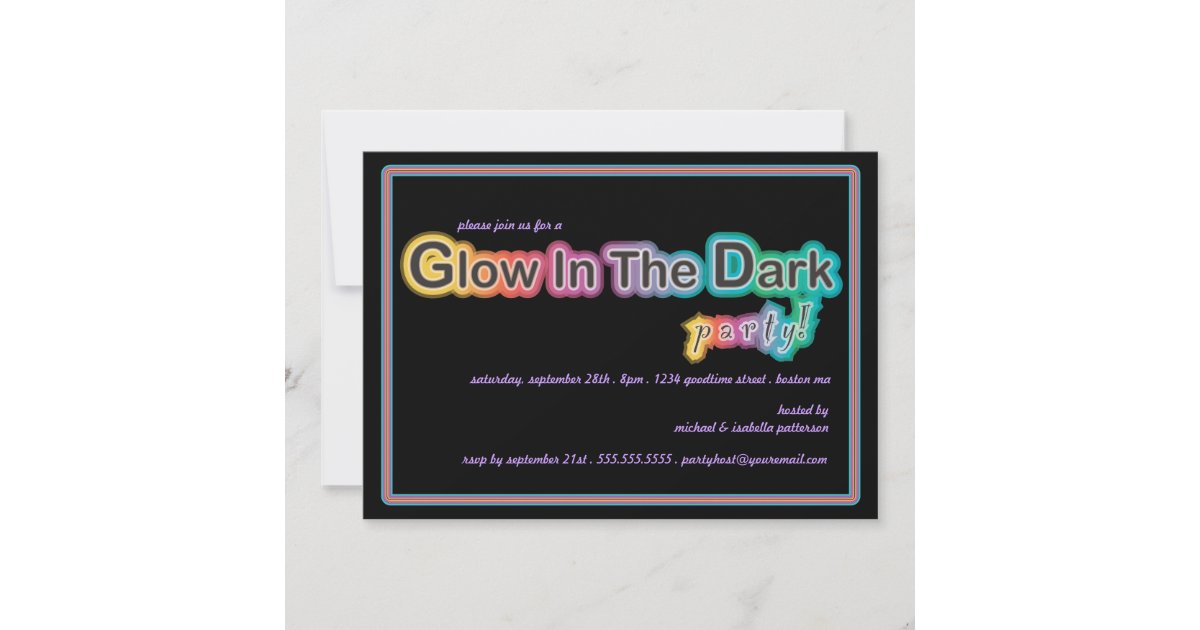 Glow in the Dark Blacklight Party Invitation | Zazzle