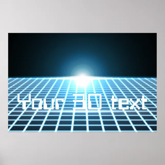 Glowing 3D-Grid with customisable text Poster | Zazzle