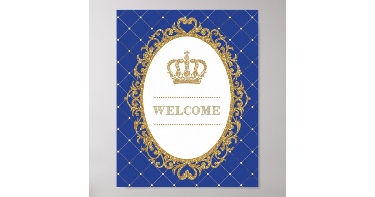 Gold and Royal Blue Baby Prince King Welcome Sign | Zazzle