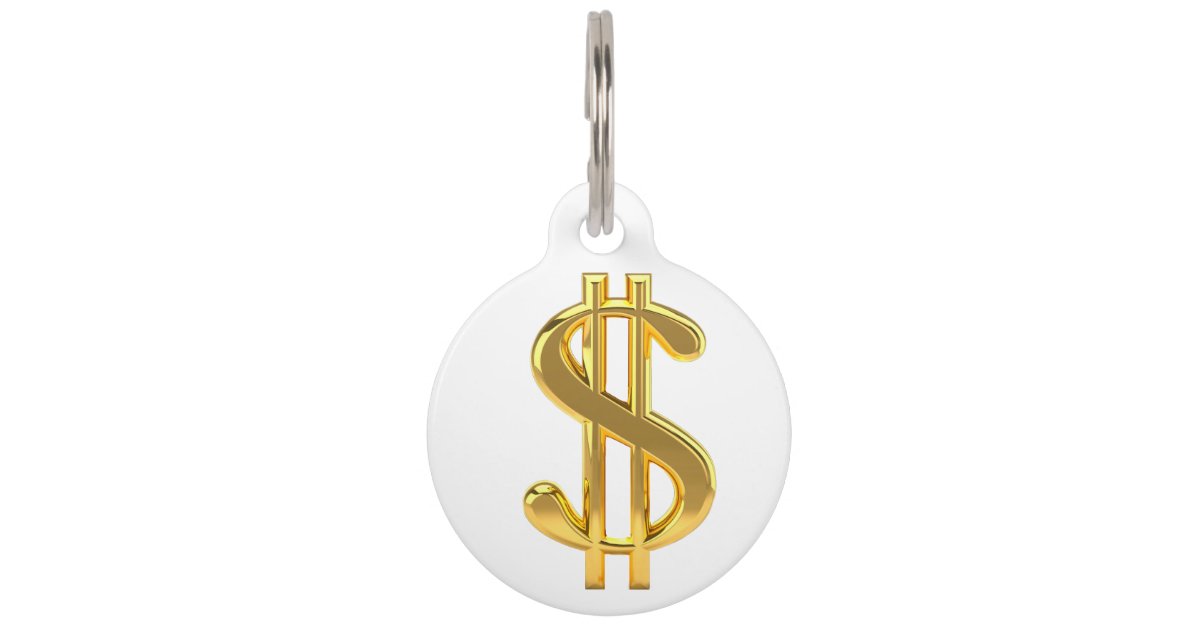 Gold and White Money Pet Tag | Zazzle