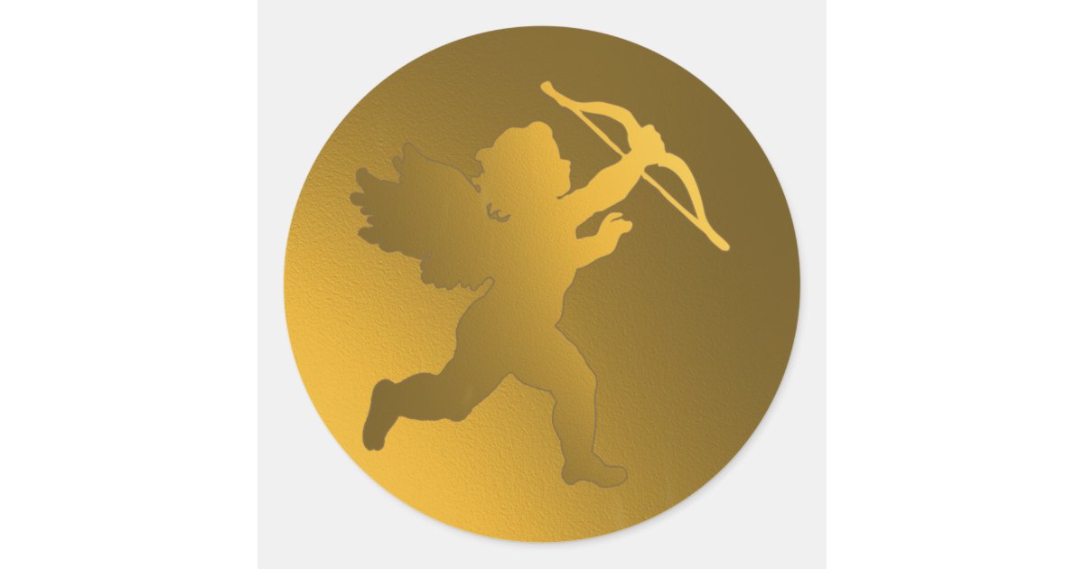 gold cherub classic round sticker | Zazzle