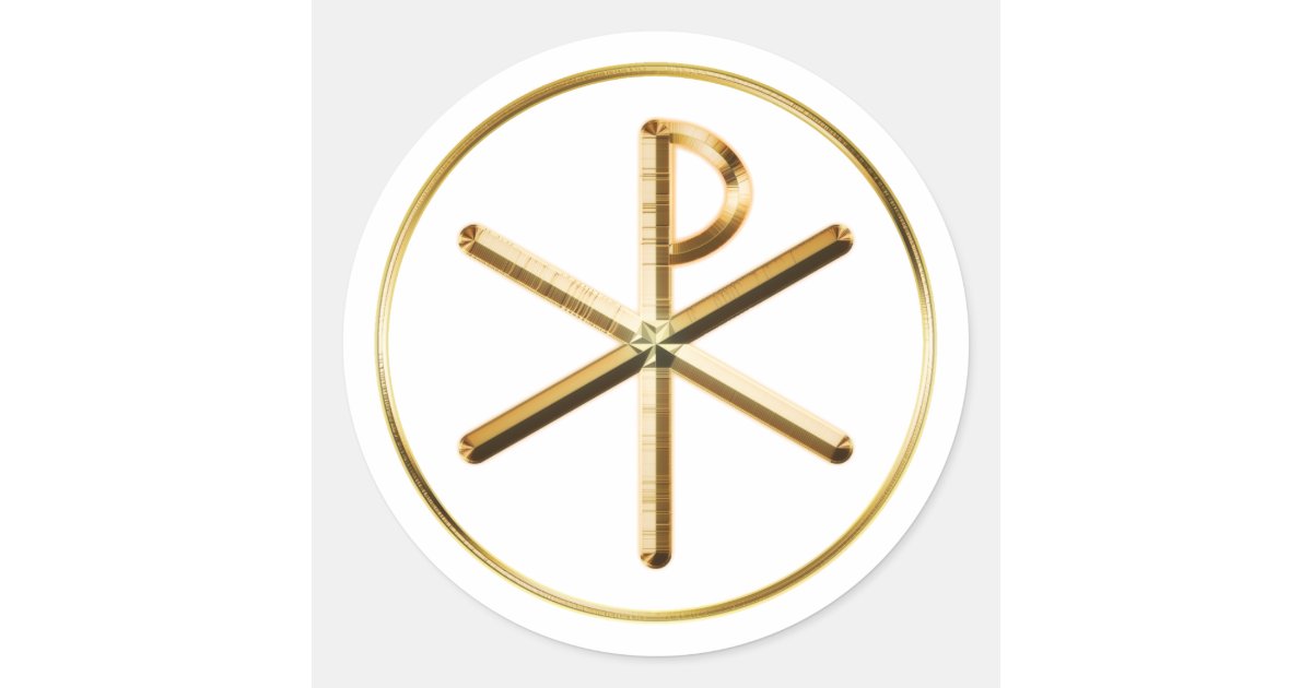 Gold Chi-Rho symbol Classic Round Sticker | Zazzle