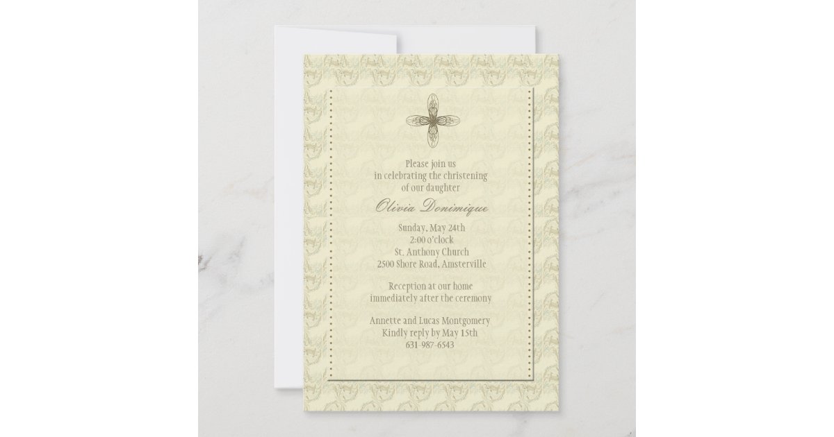 Gold Cross Religious Invitation | Zazzle