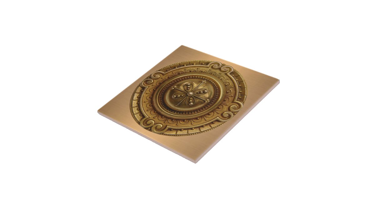 Gold Medallion Ceramic Tile | Zazzle