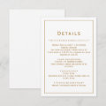 Gold Minimalist Wedding Details Card | Zazzle