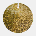 Gold Mosaic: Square Tiles Texture. Glass Tree Decoration | Zazzle