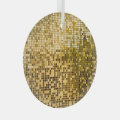 Gold Mosaic: Square Tiles Texture. Glass Tree Decoration | Zazzle