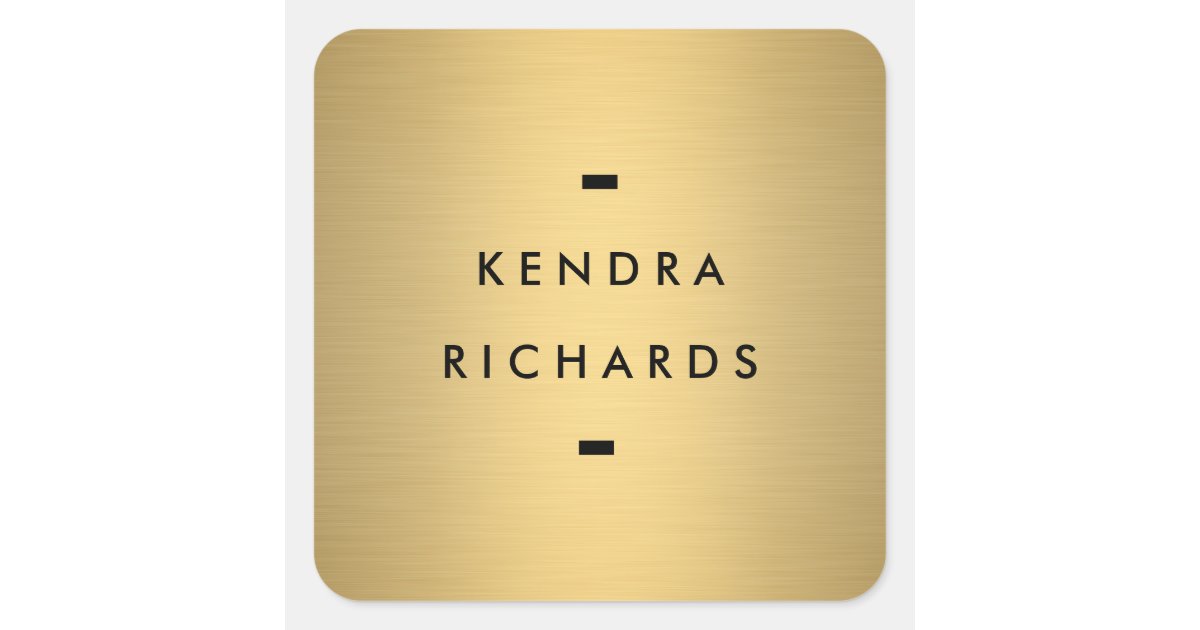 Gold Name Logo Square Sticker | Zazzle