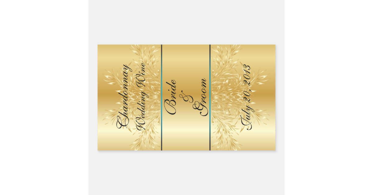 Gold on Gold Wedding Wine Label Sticker | Zazzle