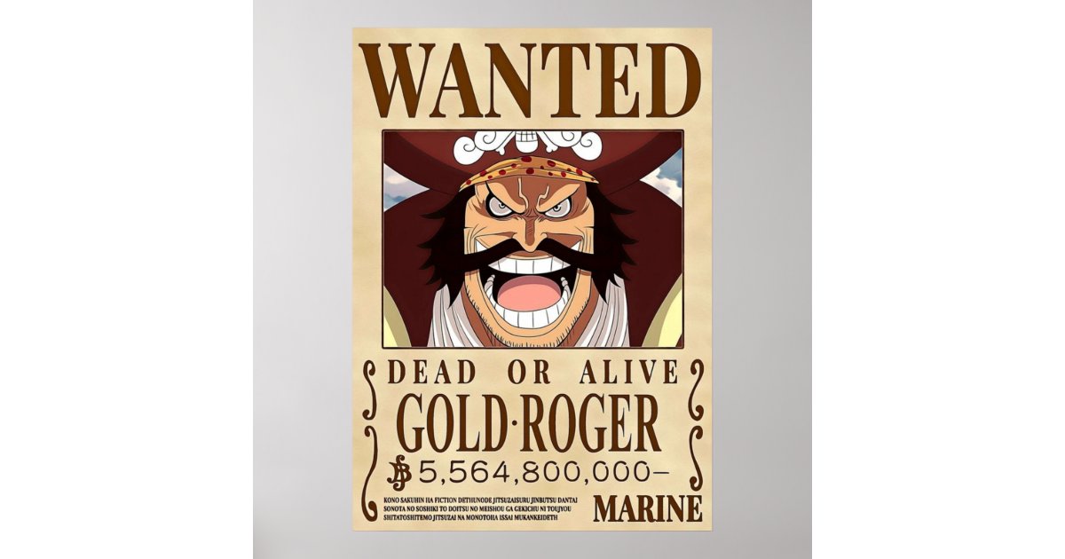 GOLD ROGER One Piece wanted Poster | Zazzle