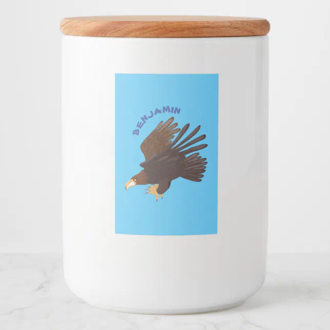 Golden eagle funny cartoon illustration food label | Zazzle