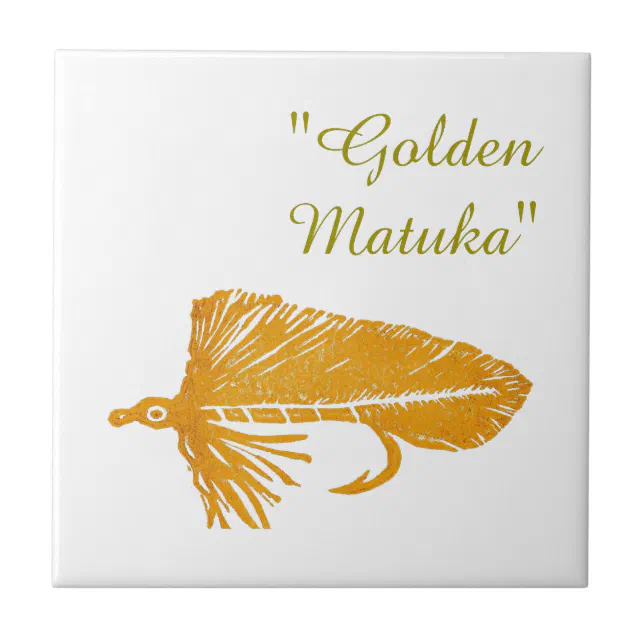 "Golden Matuka" streamer trout fly tile. Ceramic Tile | Zazzle