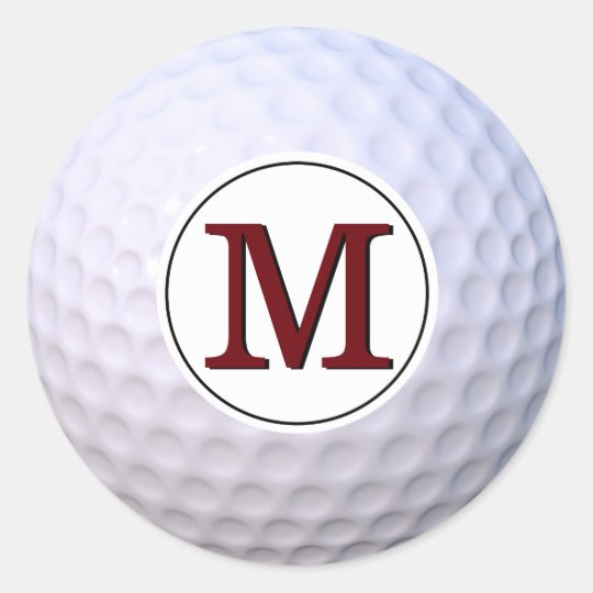 Golf Ball Customisable Monogram Classic Round Sticker | Zazzle.com.au
