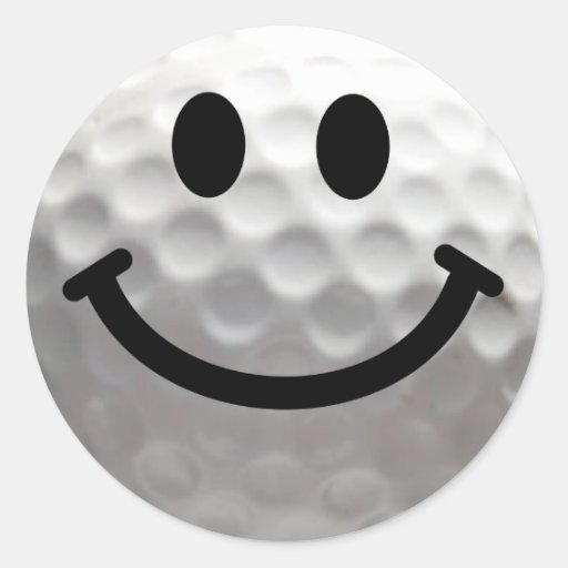 Golf ball smiley round sticker | Zazzle