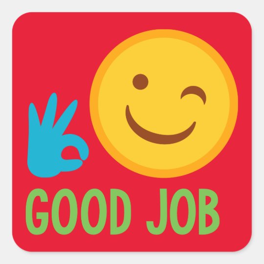 Good Job Emoji Square Sticker | Zazzle.com.au