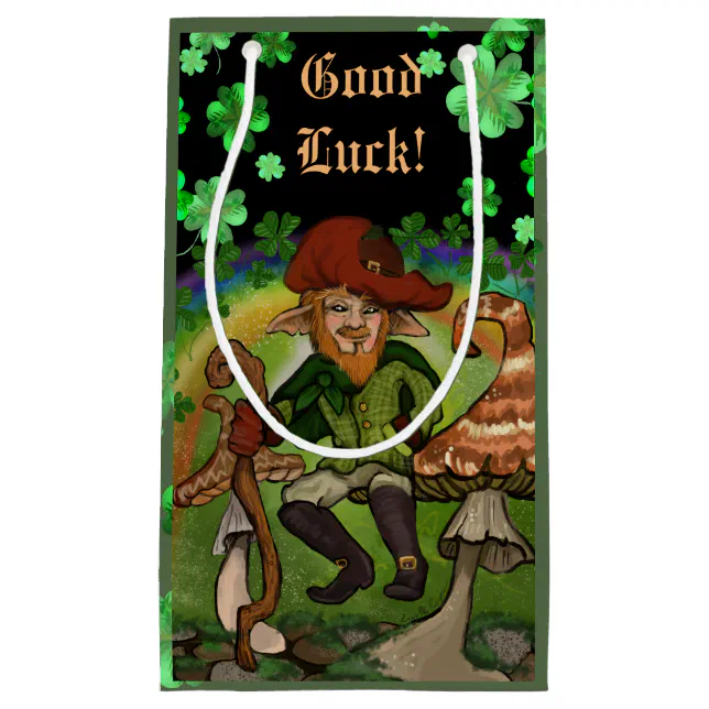 Good Luck! Leprechaun &Clovers Small Gift Bag | Zazzle
