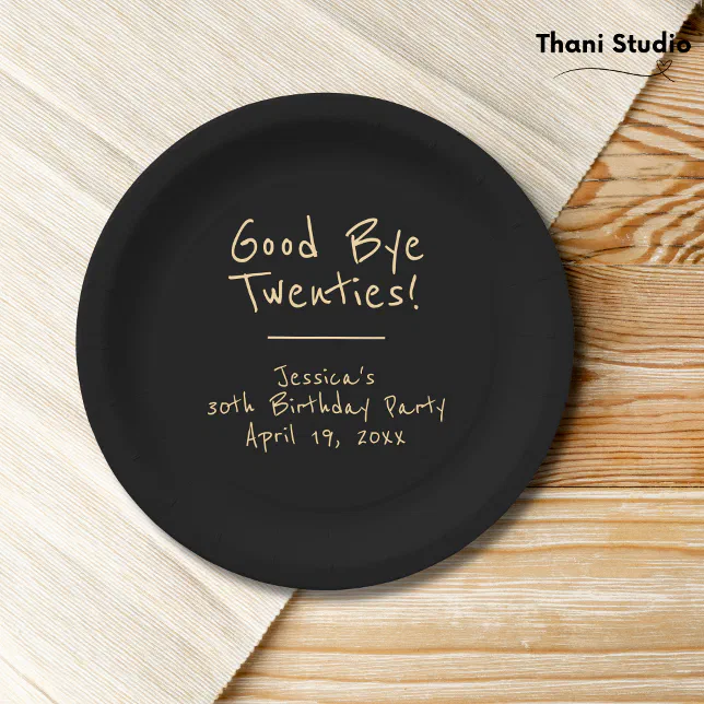 Goodbye 20s Feminine Minimalist Modern Typography Paper Plate | Zazzle