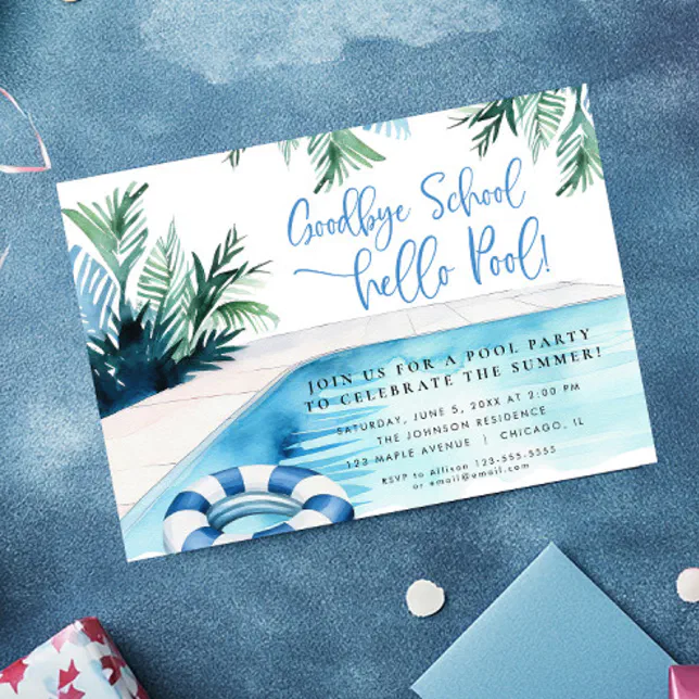 Goodbye school hello pool summer party invitation | Zazzle