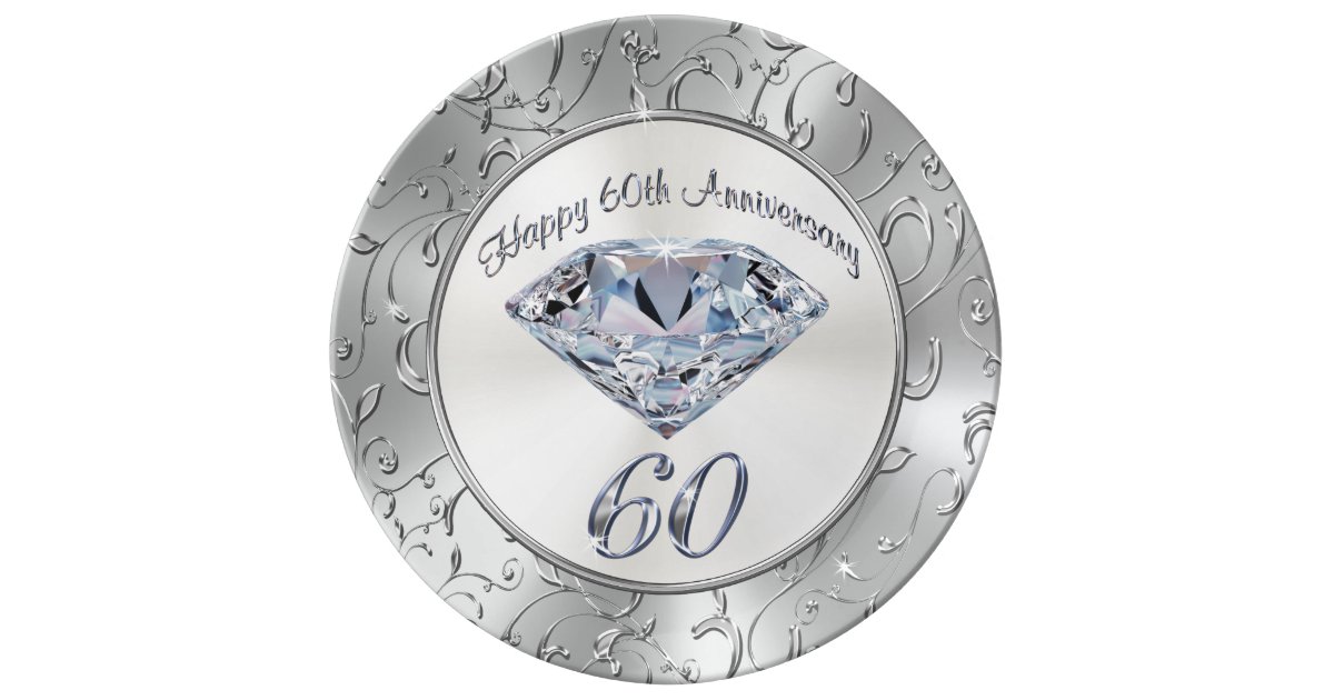 Gorgeous Diamond 60th Anniversary Plates Zazzle Gorgeous Diamond 60th Anniversary Plates Zazzle