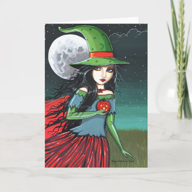Gothic Halloween Witch Card by Molly Harrison | Zazzle