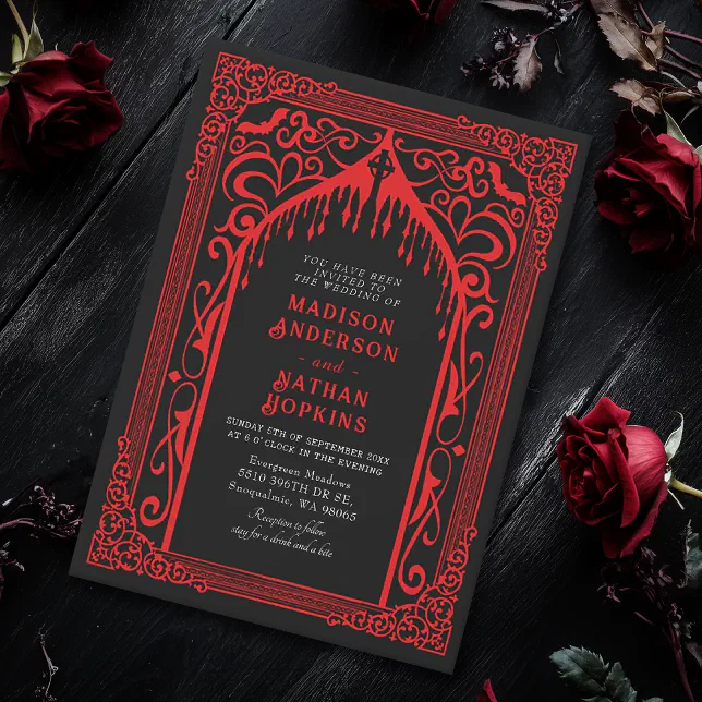 Gothic Vampire Cathedral Wedding Invitation | Zazzle