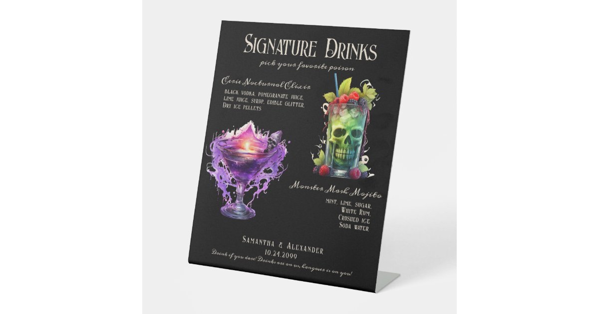 Gothic Wedding Whimsigoth 1 Signature Drinks Sign | Zazzle