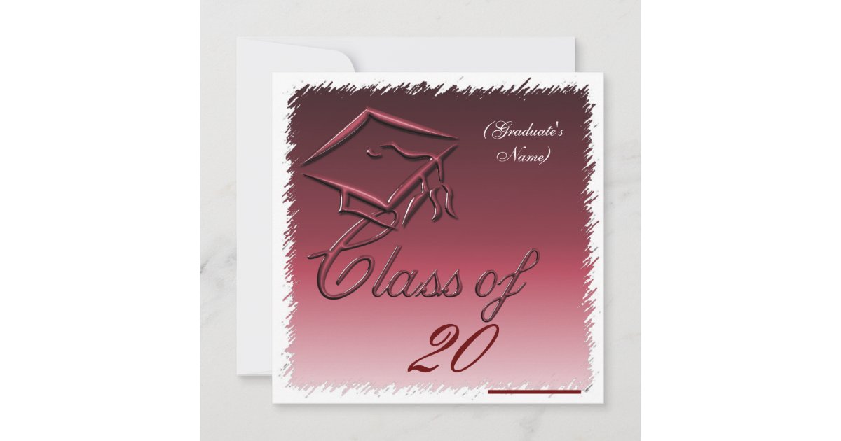 Graduation Announcement, Invitation Burgandy | Zazzle