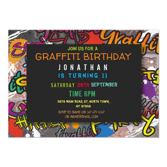 Graffiti Birthday Party Art Crafts Spray Paint Invitation | Zazzle.com.au