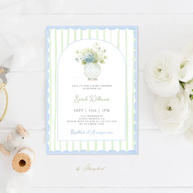 Grandmillennial Ginger Jar baby shower Invitation | Zazzle