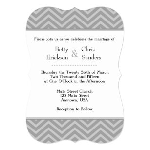 Grey And White Chevron Pattern Invitations & Announcements | Zazzle AU