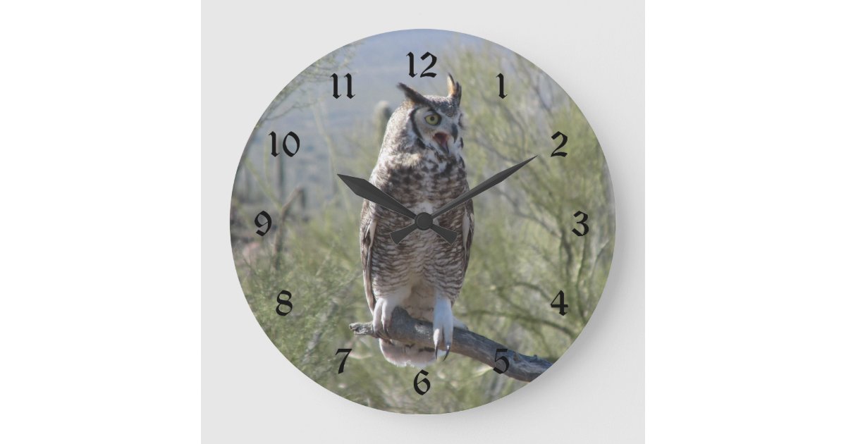 Great Horned Owl Large Clock | Zazzle