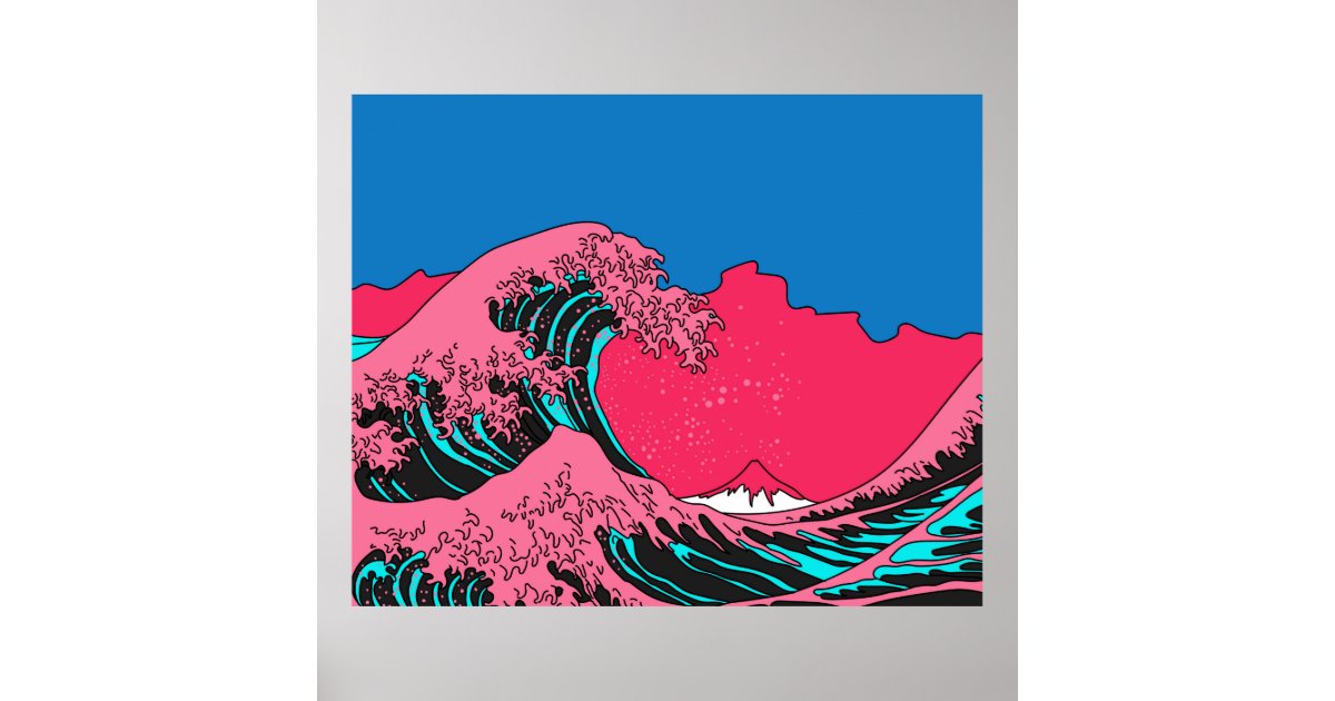 Great Wave in Vaporwave Pop Art style. View on the Poster | Zazzle
