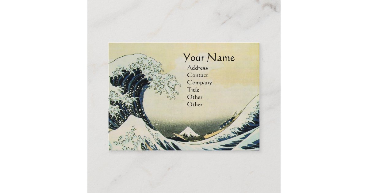 GREAT WAVE MONOGRAM BUSINESS CARD | Zazzle