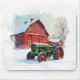Green Farm Tractor and Red Barn Mouse Pad | Zazzle