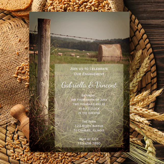Green Pastures Country Farm Engagement Party Invitation | Zazzle