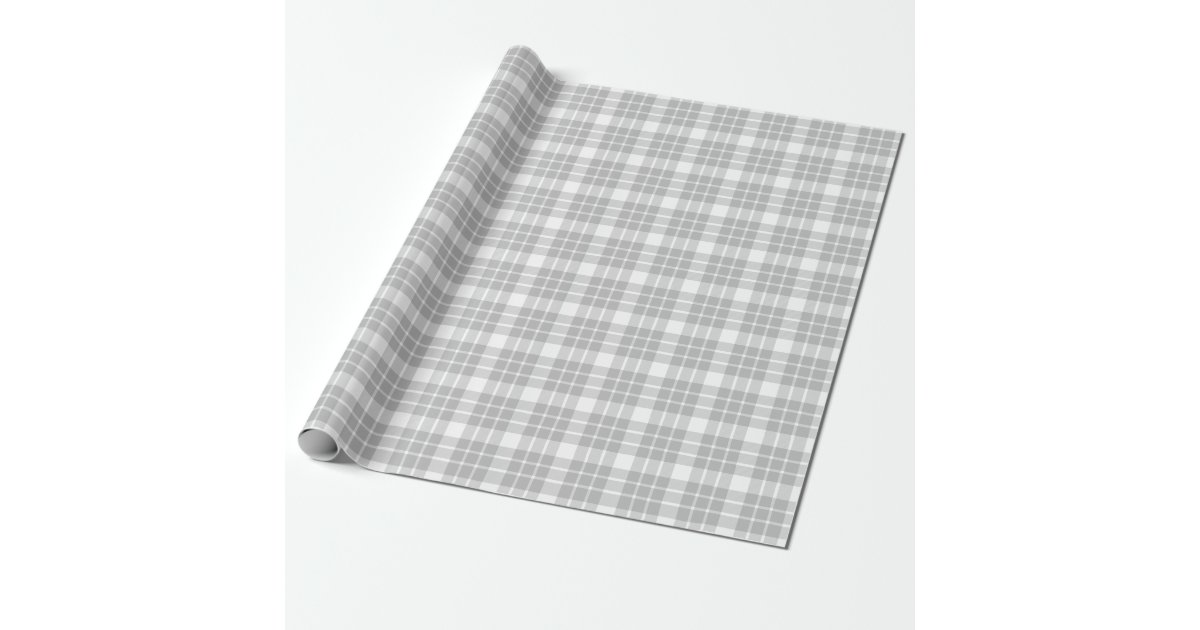 Grey and White Plaid Wrapping Paper | Zazzle